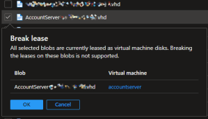 Unable to Break Lease on Azure Blob Storage due to attached Virtual ...